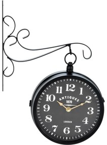 Kovové nástěnné hodiny Clemente černá, 29 x 9 x 39 cm