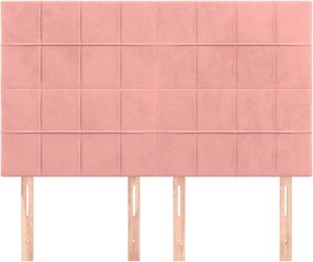 Čelo postele růžové 144x5x118/128 cm sametové 3116385