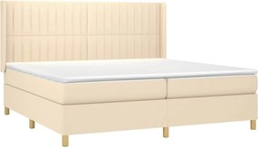 Box spring postel s matrací krémová 200x200 cm textil 3132182