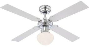 GLOBO 0330 CHAMPION stropní ventilátor s osvětlením na patici E27 1050 mm s tahovým vypínačem chrom Ventilátory