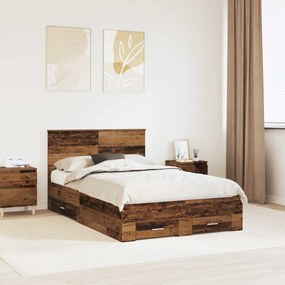 Rám postele s čelo Staré dřevo 120 x 190 cm Kompozitní dřevo 3408288