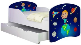 Dětská postel - Vesmír + jméno 160x80 cm + šuplík