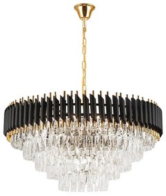 Toolight, stropní závěsná křišťálová lampa 9xE14 APP1058-CP, černá-zlatá, OSW-04400