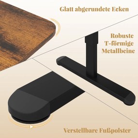 Costway Elektrický stojánek výškově nastavitelný stůl ergonomický – hnědý