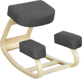 Vinsetto Kolenní židle, ergonomická posezení, polstrovaný stolek pro zdravé sezení, březové dřevo, nosnost 120 kg, tmavě šedá