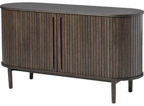 Hnědá komoda v dekoru dubu s posuvnými dveřmi 140x76x45 cm Meta – Unique Furniture
