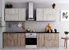 Casarredo - Komfort nábytek Kuchyňská linka SORANO 240 cm, šedá/split světle hnědý/bílý