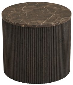 House Nordic Odkládací stolek ROTA hnědý mramor ø45 cm