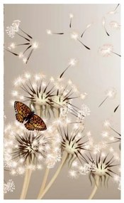 DIMEX | Vliesová fototapeta na zeď Pampeliška a motýl MS-2-0148  | 150 x 250 cm | béžová, hnědá, černá