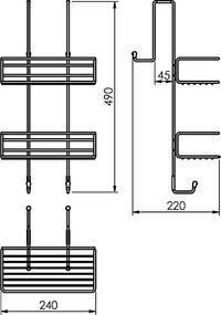 Gedy Gedy, CHROM LINE závěsná sprchová police 240x490x220mm, černá mat, 248514