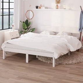 Rám postele bílý masivní borovice 140 x 190 cm - Default Title