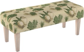 Dlouhá lavička 100x40cm barva béžová látka pletený vzor, vzorované