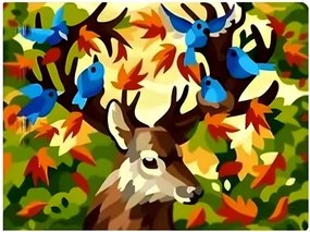 NORIMPEX Malování podle čísel Jelen s ptáčky (1008599) / 40x50 cm