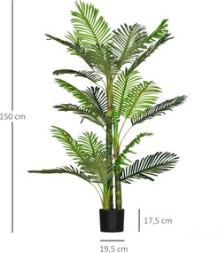 HOMCOM Umělá palma umělá rostlina 150 cm s cementovou výplní pro vnitřní použití, dekorativní a snadno udržovatelná, zelená | Aosom.de