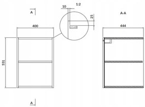Cersanit Larga, závěsná modulární, otevřená, skříňka 40 cm, bílá barva, S932-090