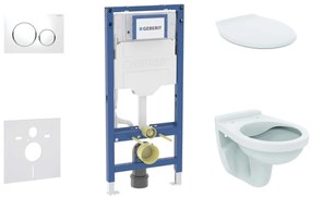 Geberit Duofix - Set předstěnové instalace, klozetu Alpha a sedátka, tlačítko Sigma20, bílá/chrom SANI11CD3127