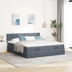 Osmanský rám postele s matracíes tmavě šedá 160x200cm samet 3312900