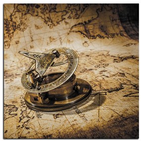 Obraz na plátně - Kompas na mapě antického světa - čtverec 3999FA (80x80 cm)