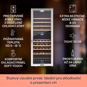 Klarstein Vinamour 54D, vinotéka, 148 l/54 lahví, 2 zóny, nerezová ocel