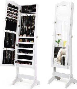 Costway Uzamykatelná skříňka na šperky stojící design s nastavitelným úhlem