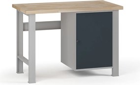 Dílenský pracovní stůl G7, buková spárovka, 1200 x 685 x 840 mm, 1x skříňka, grafit