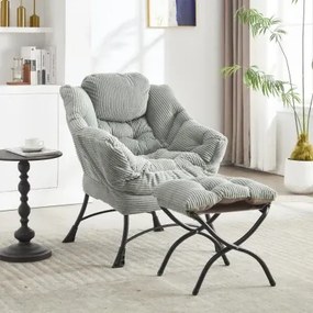 Aosom Lounge křeslo s podnožkou, opěrkami a boční kapsou, flanelový potah, 69,9 x 64,0 x 95,0 cm, světle zelená