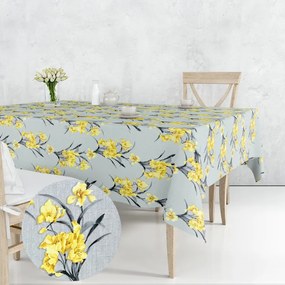 Ervi bavlněný ubrus na stůl obdélníkový - žluté kosatce