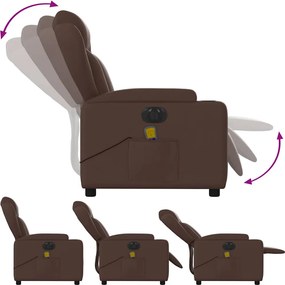 Elektrické masážní polohovací křeslo hnědé umělá kůže 3204539