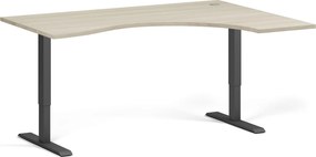 Ergonomický výškově nastavitelný stůl, 160x120 cm, 1 motor, L/P, černá podnož, dub přírodní
