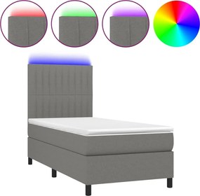 vidaXL Box spring postel s matrací a LED 80 x 200 cm textil [3134990] Barva: světle šedá