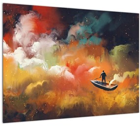 Skleněný obraz - Muž plující vesmírem (70x50 cm)