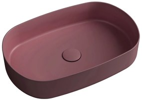 Isvea INFINITY OVAL keramické umyvadlo na desku, 55x36cm, maroon red