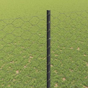 Hexagonální plot s podpěrou 100 x 1,5 m Ocel potažená PVC Šedá 3336942