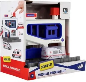 TEDDIES Parkovací garáž s autem ambulance / Hračka / plast / od 3 let