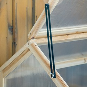 Outsunny Dřevěný Mini Skleník 90 x 52 x 49,5 cm, Zahradní Lůžko s Krytem, Skleník s Přenosem Světla, Zimní Ochrana pro Zahradu, Balkon, Přirozené Dře…