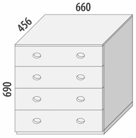 Domestav - DOMINO Skříň zásuvková hloubka 456 smrk