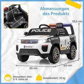 Costway 12 V dětské elektrické auto Police elektrické dětské auto s dálkovým
