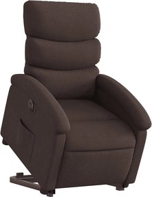 Elektrické zvedací polohovací křeslo tmavě hnědé textil 3204007