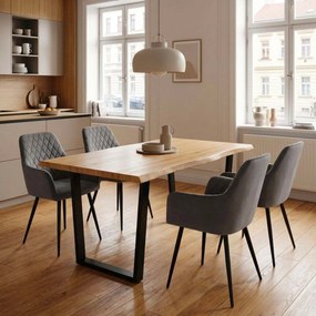 Vikio Jídelní set pro 4 osoby 160x90 cm dub noha U šedá židle s područkami VJS166-4S