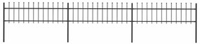 Zahradní plot s kopím nahoře ocelový 504 x 60 cm černý 277595