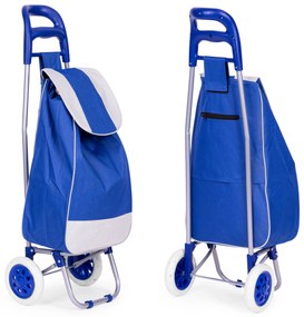 Nákupní košík, 25l taška, na kolečkách, kovový rám, gumová kolečka, modrý ModernHome