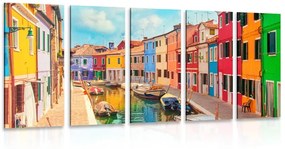 5-dílný obraz pastelové domečky v městečku Varianta: 100x50