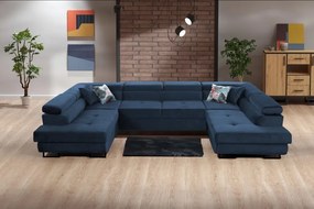 Rozkládací rohová sedačka WENIA U 337x202cm - rozklad a úložný prostor modrá - Triniti 30