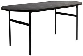 White Label Černý lakovaný oválný jídelní stůl WLL MARCIO 180 x 80 cm