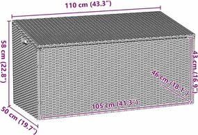 vidaXL Zahradní úložný box 110 x 50 x 58 cm polyratan [4104069] Barva: Šedá