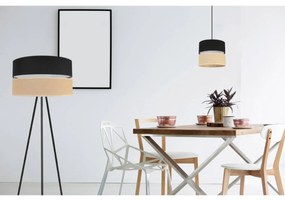 Podlahová lampa JUTA, 1x jutové/černé textilní stínítko, M, B