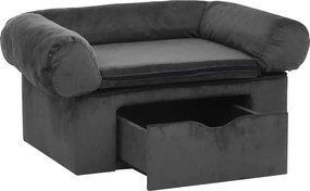 Pohovka pro psy se zásuvkou tmavě šedá 75 x 50 x 38 cm plyš 171079