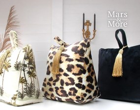Sametová dveřní zarážka s motivem kůže leoparda - 17*10*18cm