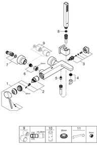 GROHE 33547003 - Vanová baterie PLUS lesklý chrom