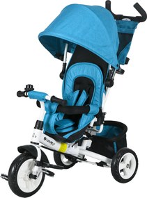 HOMCOM 6-in-1 Odrážedlo s Push Rukojetí, Dětské Odrážedlo s Odnímatelným Slunečníkem, Polstrované, Vyvažovací Kolo s 5-bodovým Bezpečnostním Pásem, Ko